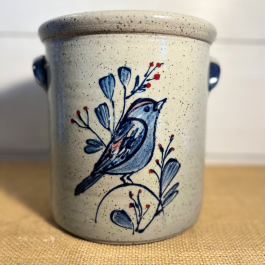 Classic Wheel thrown 1 Gallon Crock- Spring Bird Design